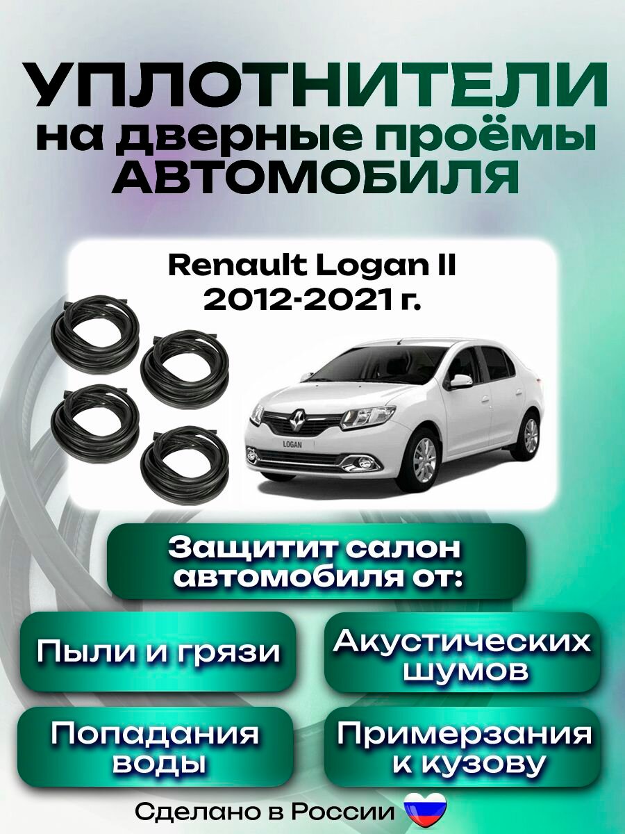 Комплект уплотнителей дверей на Renault Logan II / Рено Логан уплотнитель на 4 двери