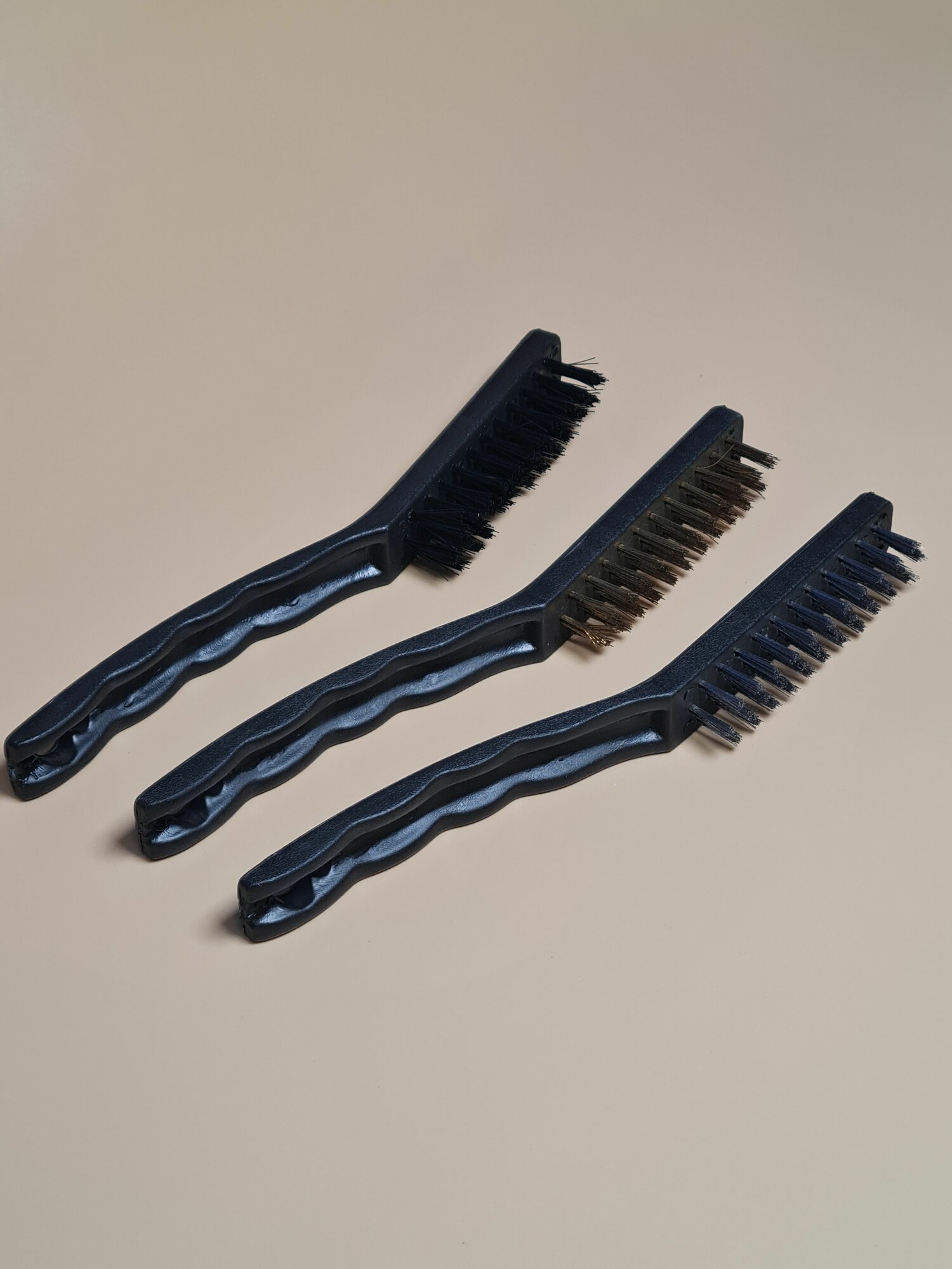 Набор VOREL 3-х мини-щёток проволочных 230 мм, медная, стальная, нейлоновая, 6964