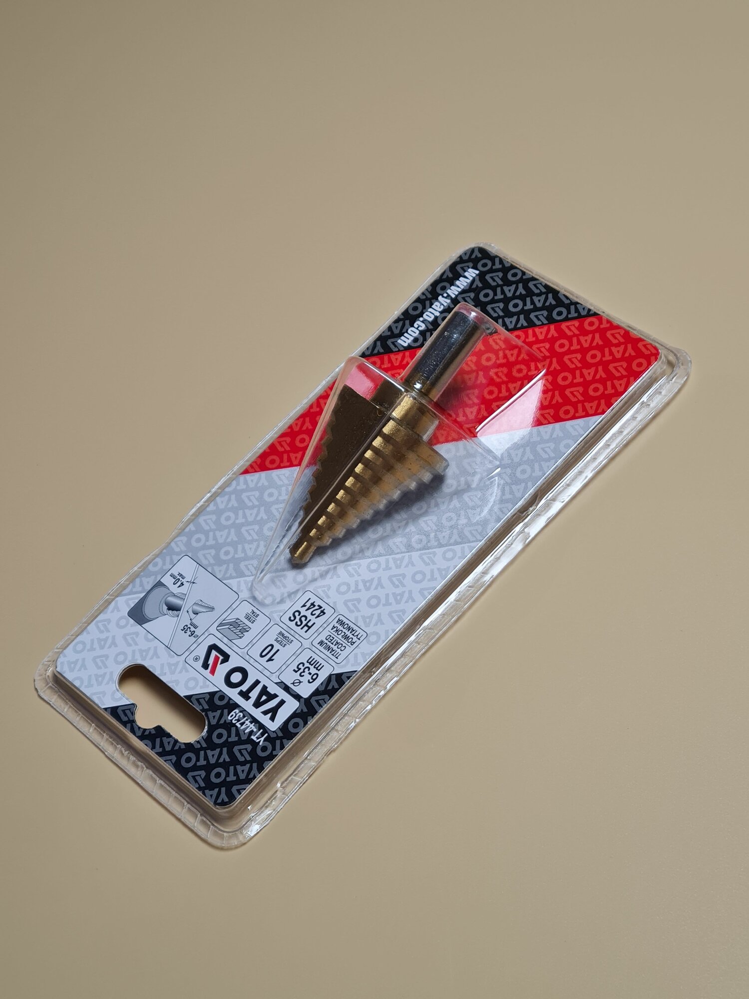 Сверло ступенчатое YATO 6-35 мм, 10 шагов, сталь HSS 42-41, YT-44739