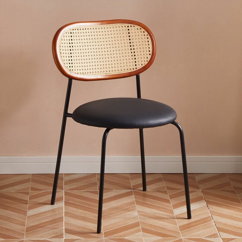 Nordic Cream Интернет-знаменитости Ins Бытовой Средневековье Стул с имитацией ротанга Простой балкон для отдыха Стул со спинкой Ретро Стул Обеденный стул