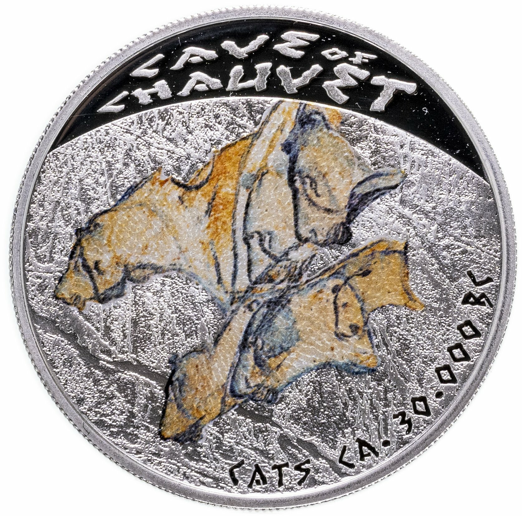 Остров Ниуэ 1 доллар 2011 "Наскальная живопись Пещера Шове Кошки" в футляре с сертификатом, Серебро 925, в сохранности Proof