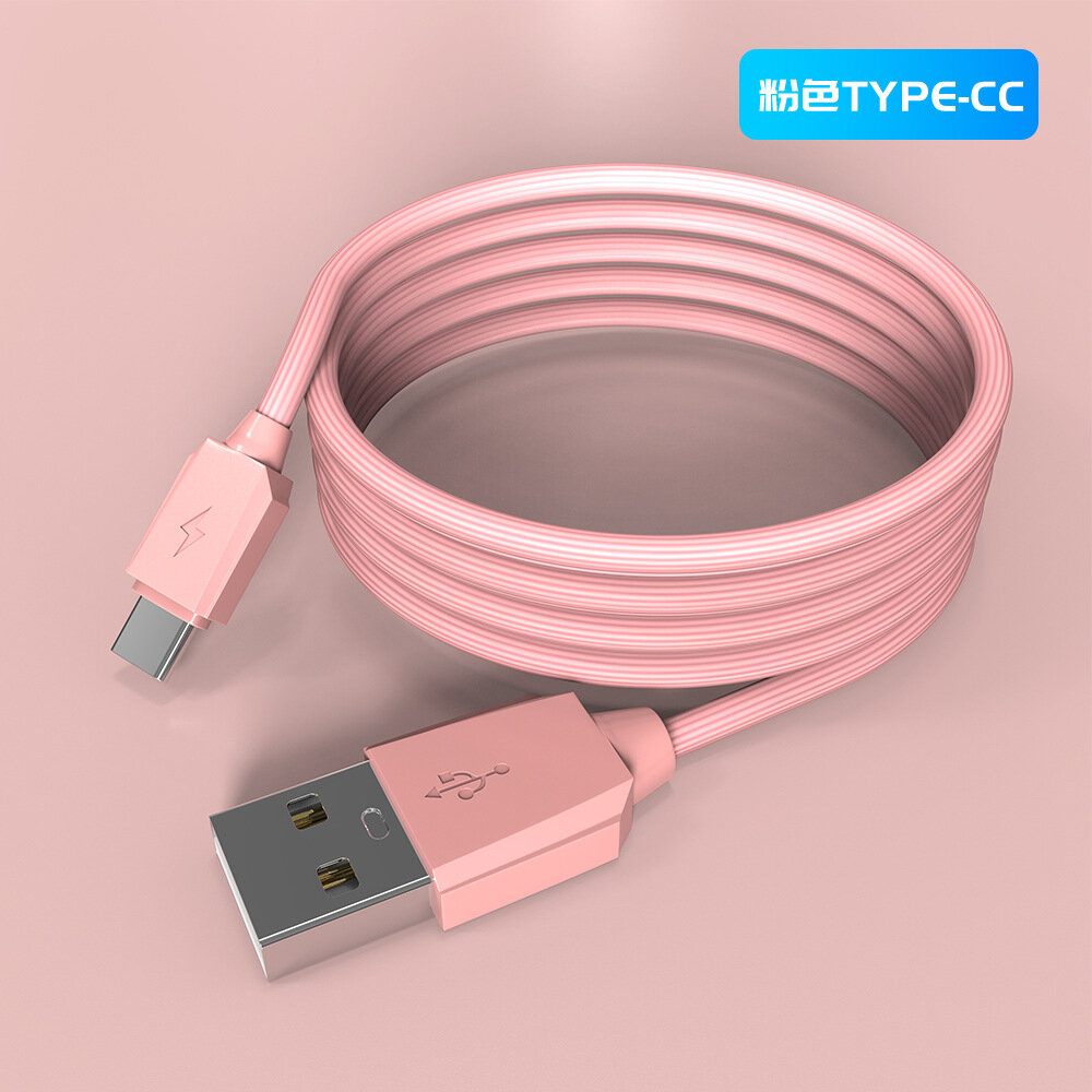 1 метр USB-кабель Type-C с TPE оплеткой, розовый цвет