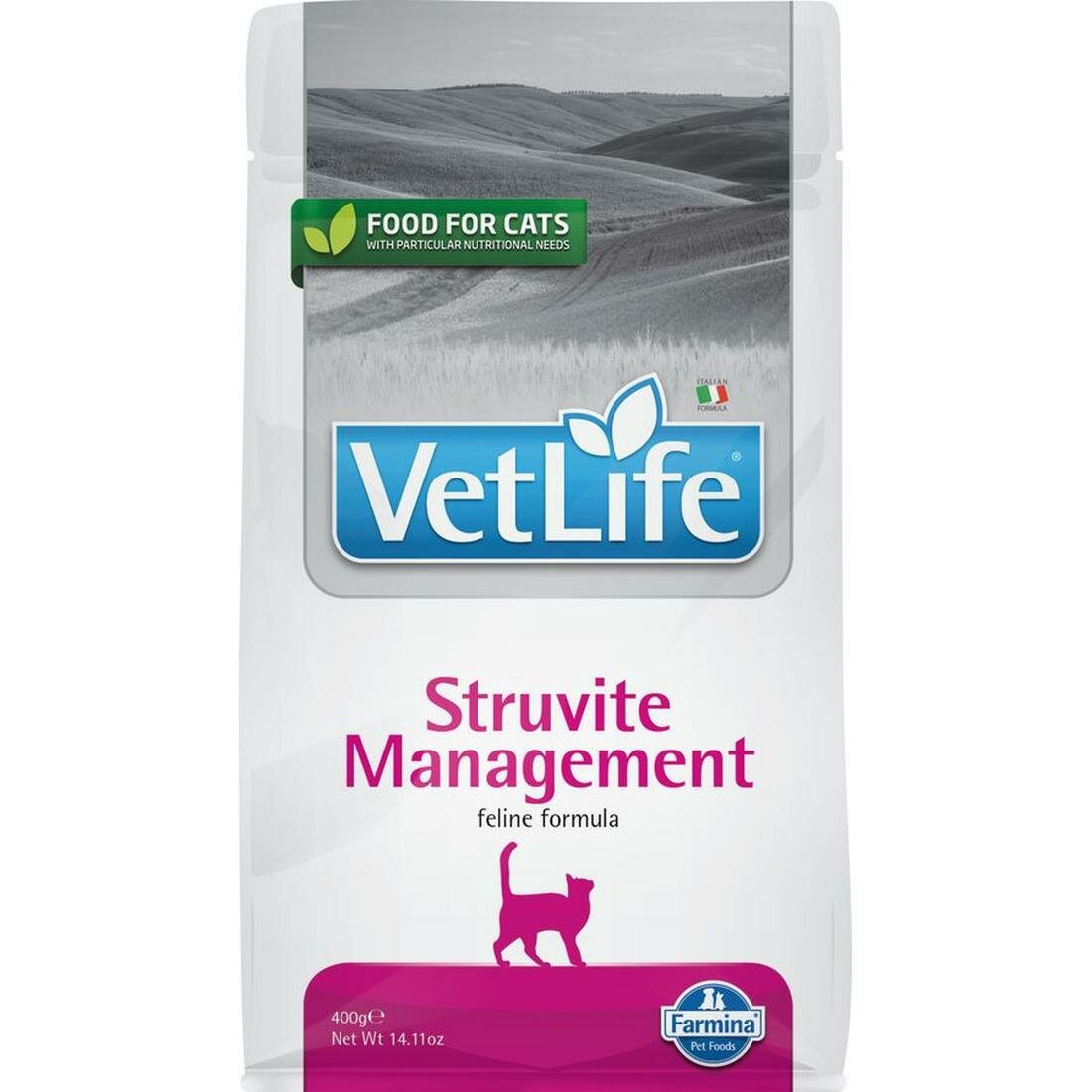 Farmina Vet Life Cat Struvite Management сухой корм для взрослых кошек при рецидивах МКБ струвитного типа 400 г