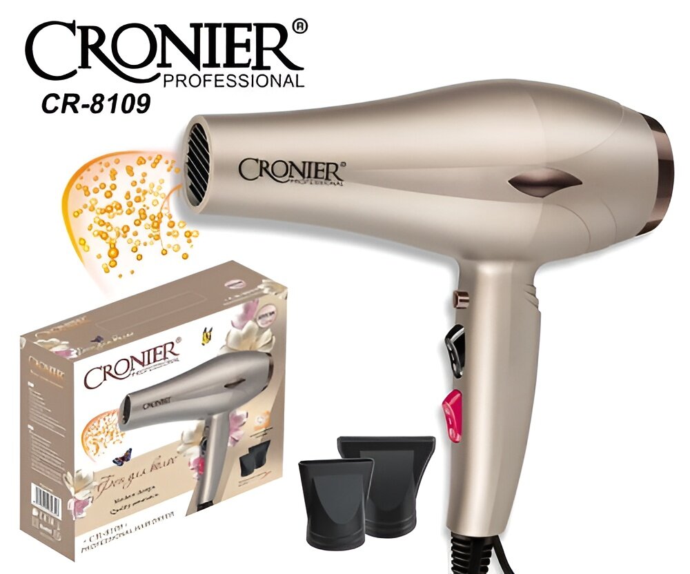 Фен для волос CRONIER CR-8109 3000W "2-е насадки концентратор" 2-а режима потока (2-а режима температура) Hair dryer.