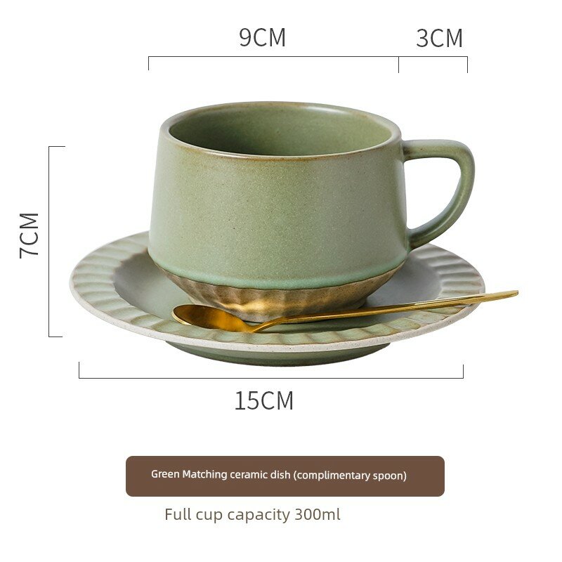 Набор ретро-чашек из керамики для кофе и чая, домашняя посуда, кружка для латте и латте-арта, для кофейни Ретро зеленый