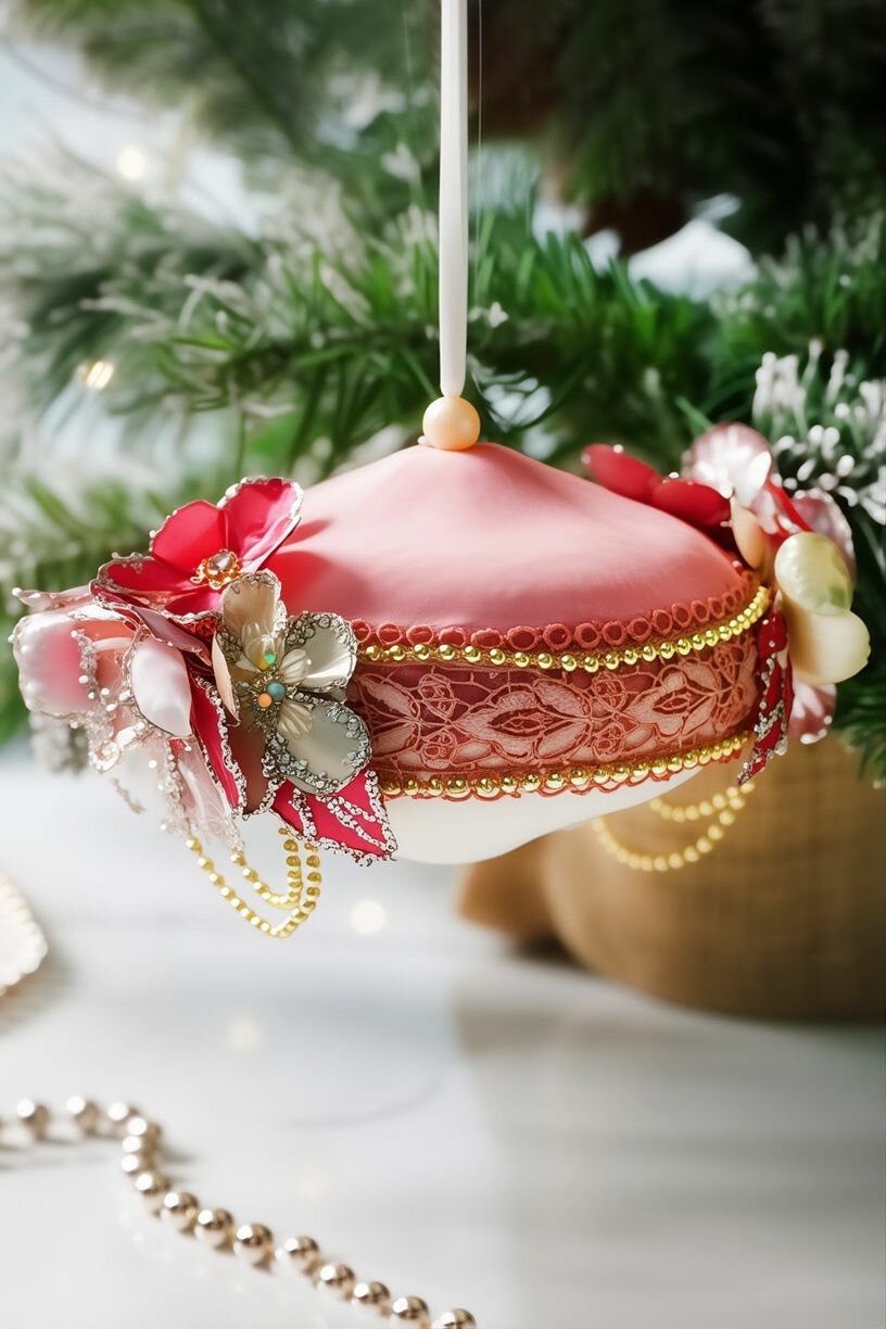 Ёлочное украшение адрия, коллекция винтажный ШИК, текстиль, пластик, 15 см, Winter Deco 2007410