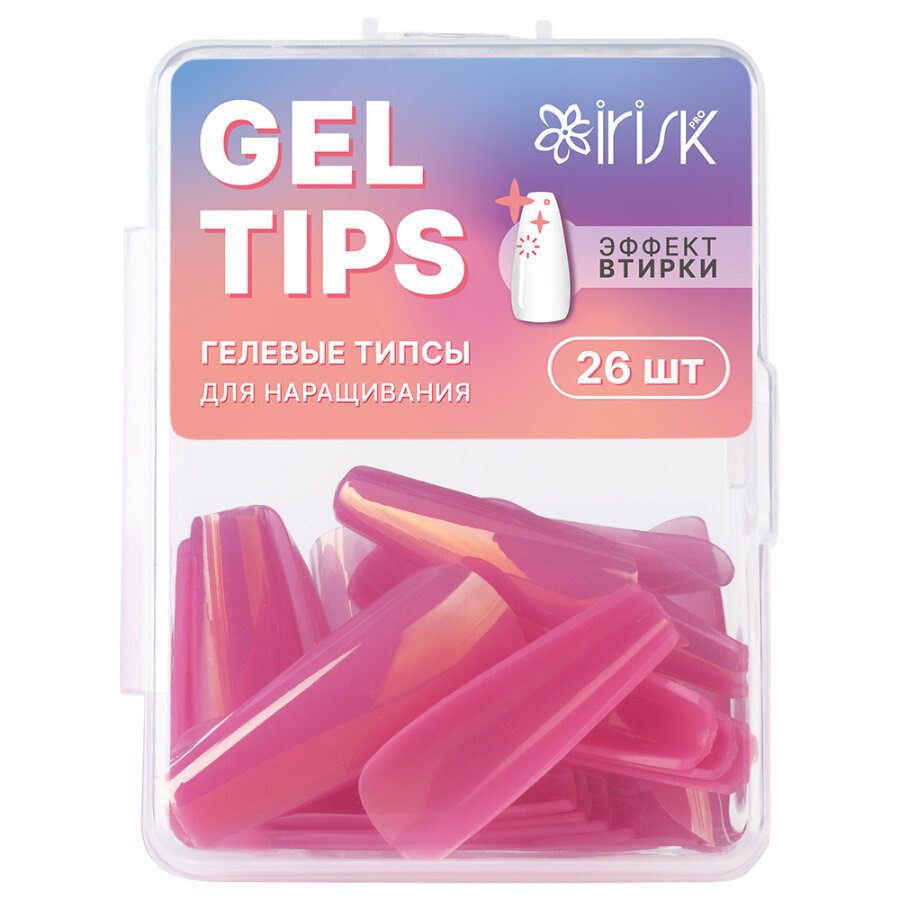 IRISK, Гелевые типсы Эффект втирки «Балерина» 01 розовые, 26 шт