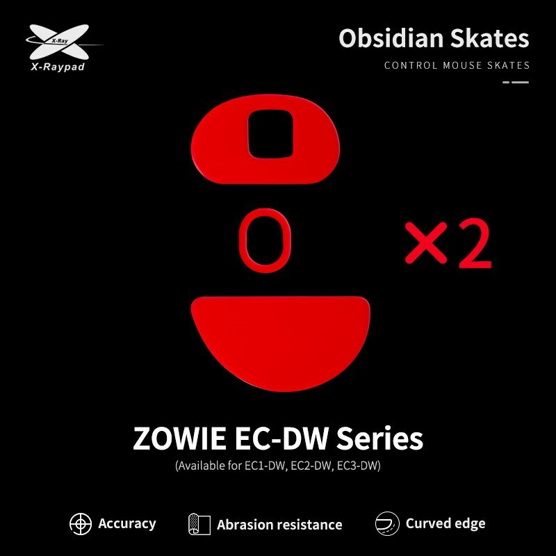 Ножки для мыши (глайды) X-raypad Obsidian для Zowie EC-DW (EC1-DW, EC2-DW, EC3-DW), комплект из 2-х наборов
