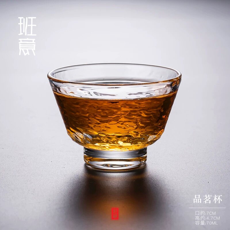 Японская стеклянная чашка для чая, набор для чайной церемонии кунг-фу, чайная чаша с рельефным узором, прозрачная