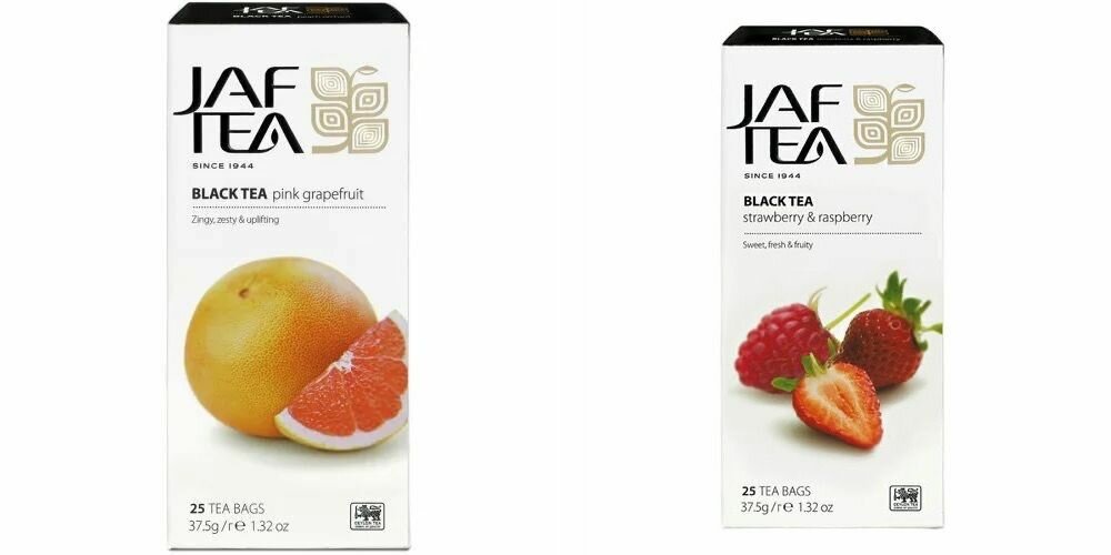 Чай черный Jaf Tea Клубника и Малина/Грейпфрут 2шт по 25 пакетиков