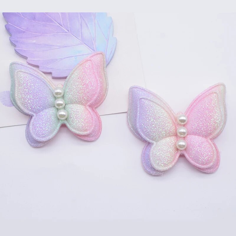6 шт. аппликации бабочка из блестящей кожи Diy Super Paradise Розовый, Pink