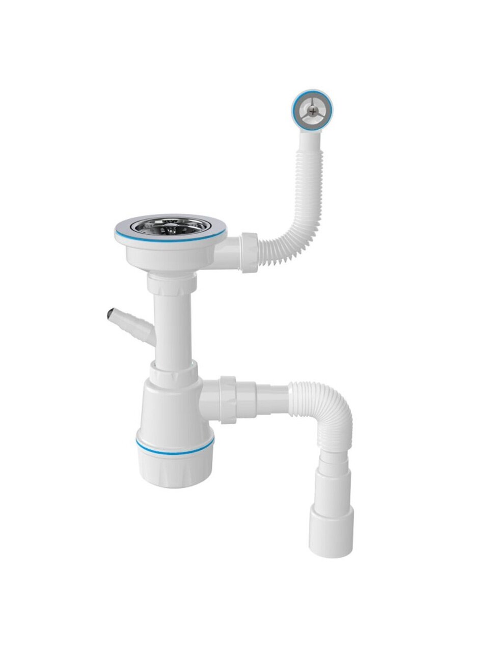 Сифон для канализации, круглый перелив, 3 1/2 с г/т 1 1/2" 40/50, Aquanova, 1048