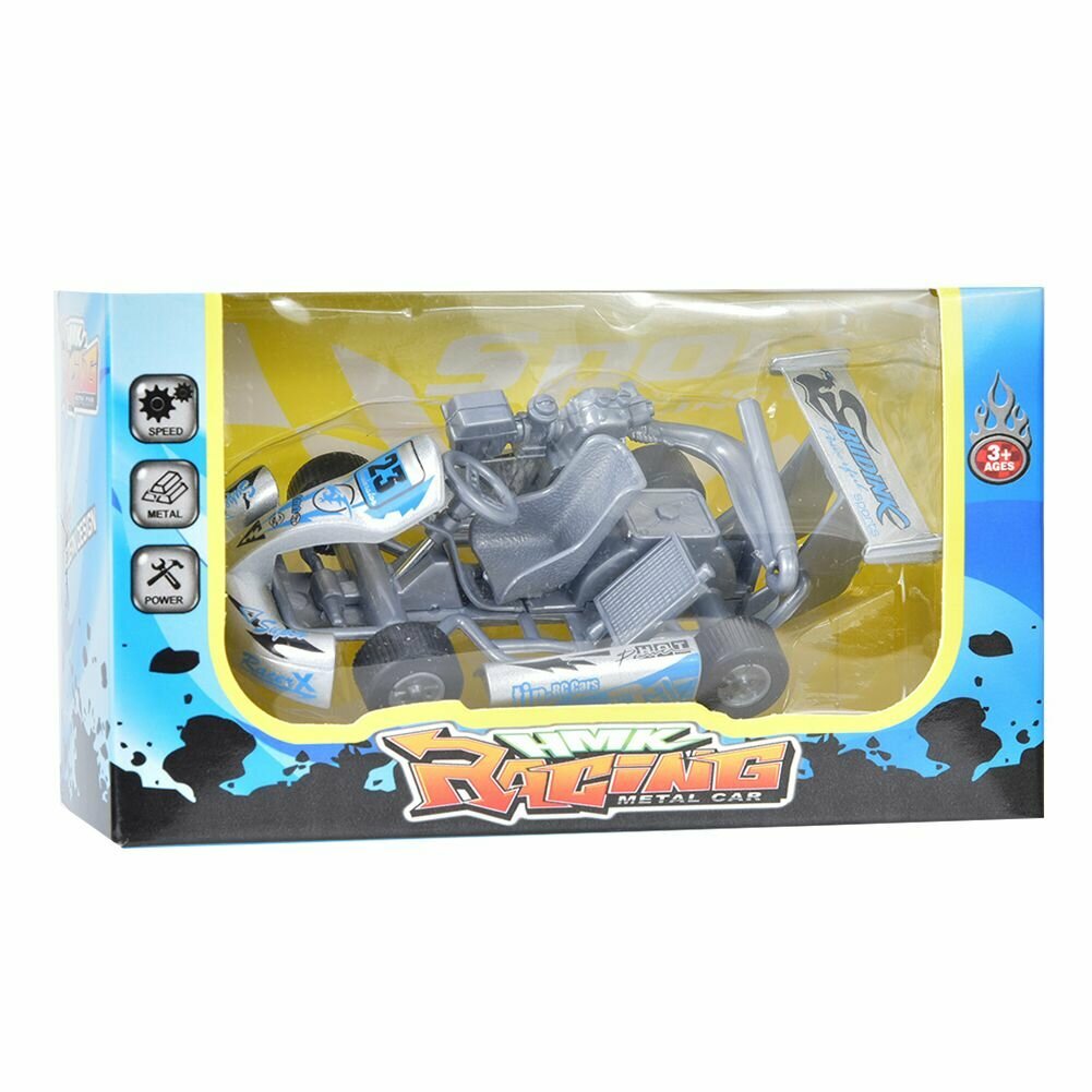 1:32 серебристый картинг, сплав, откидной, детская гоночная модель