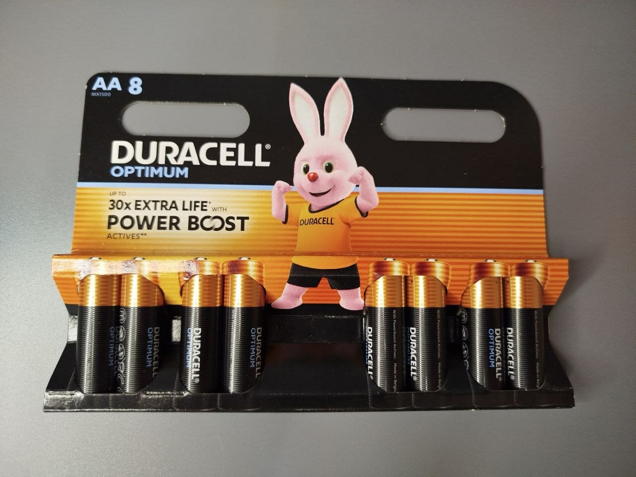 Батарейка (8шт) пальчиковая DURACELL LR6 (AA) Optimum 1.5В бл/8 щелочная (алкалиновая)(бл8)