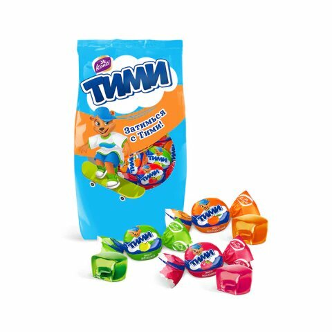 Конфеты желейные TIMI "Mix" со вкусами яблока, апельсина и малины, 1000 г, пакет, 15880