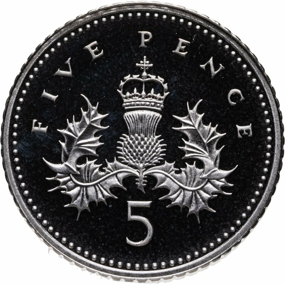 Великобритания 5 пенсов pence 2007, Мельхиор медь-никель, в сохранности Proof