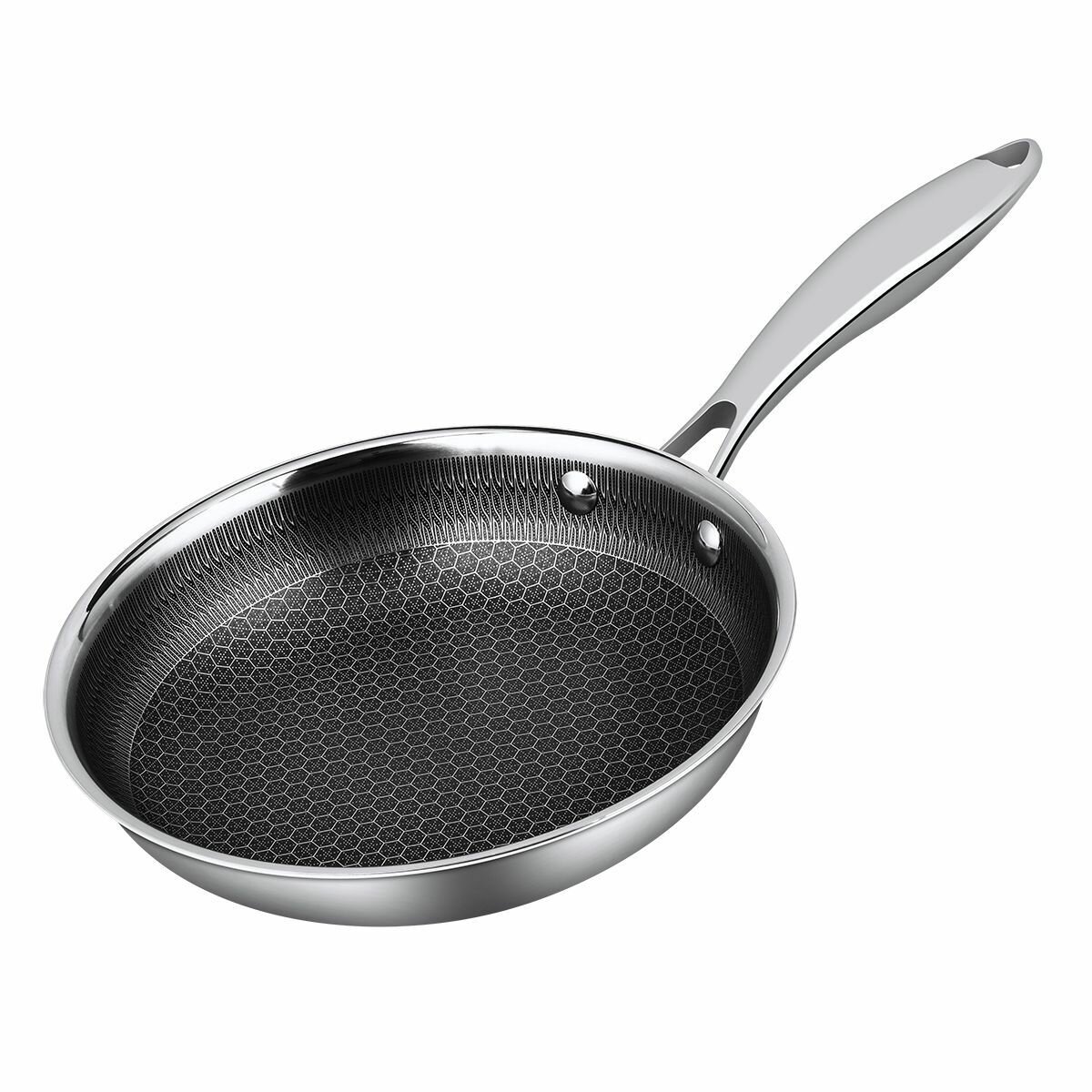 Сковорода профессиональная d 24 см, h 4.5cм, "Honeycombs", нержавеющая сталь.3-х слойная. Индукционная.