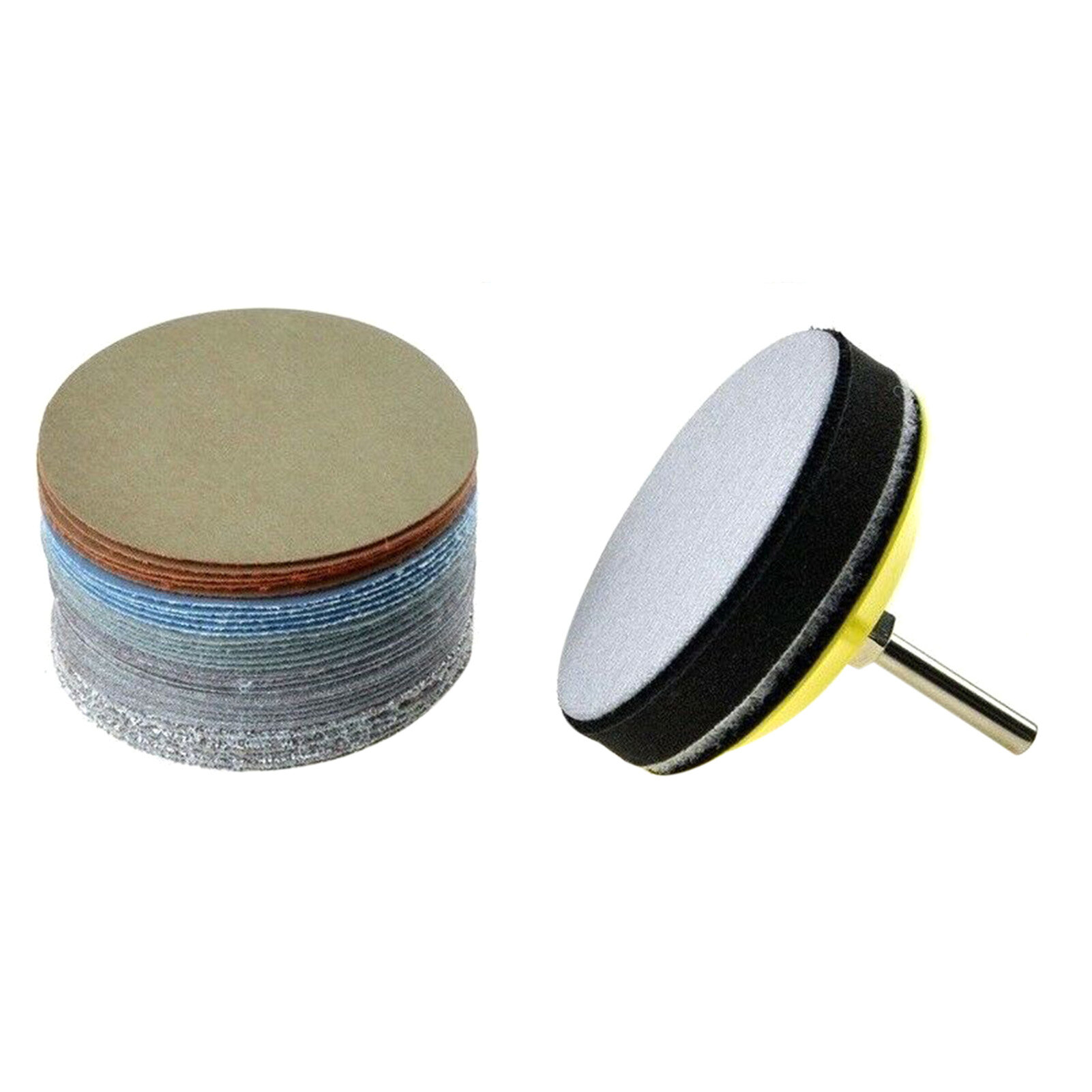 30шт Диски для шлифовки 3 дюйма Мокрый/Сухой Для удаления ржавчины и краски Аксессуары для шлифмашины П с Штангеном Подложка для шлифовки и Мягкая пена Буфферная подложка Крутость 60# 240# 600# 1000# 5000# 10000# Размер упаковки 100*80*80мм Вес упаковки