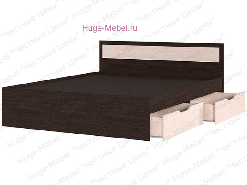 Кровать двуспальная с ящиками КР 604 венге Huge Mebel . Ширина 1652 Высота 2032. Кровати