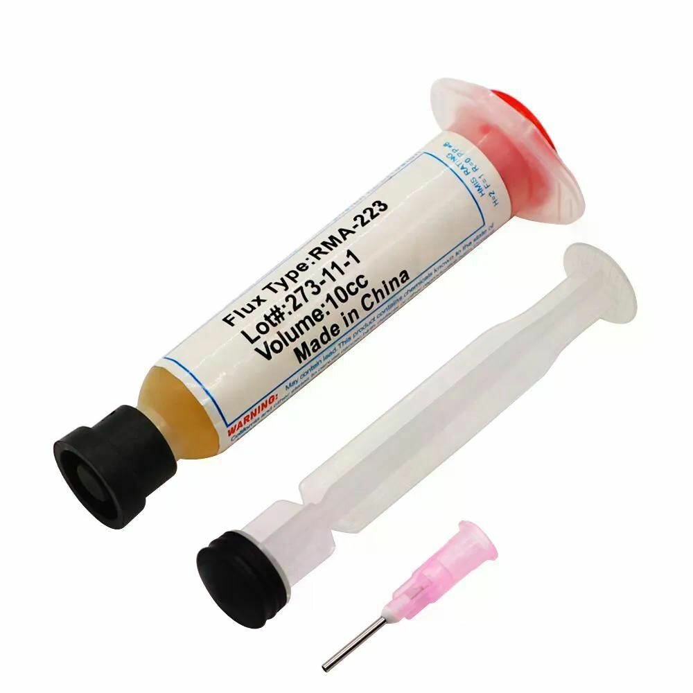 Флюс для пайки SMD и BGA, RMA-223 10 мл в шприце, с иголкой и толкателем