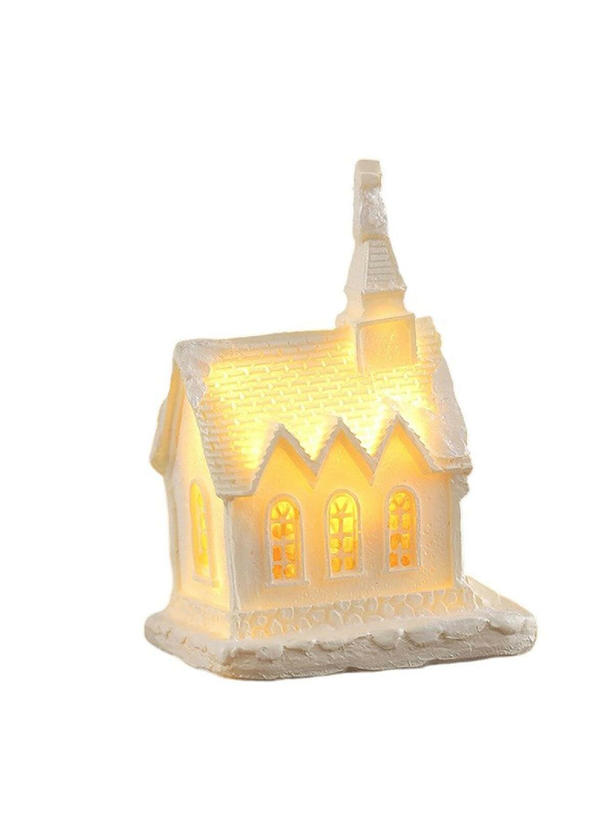 Украшение рождественских деревенских домиков из светящейся смолы, светящийся дисплей статуэток