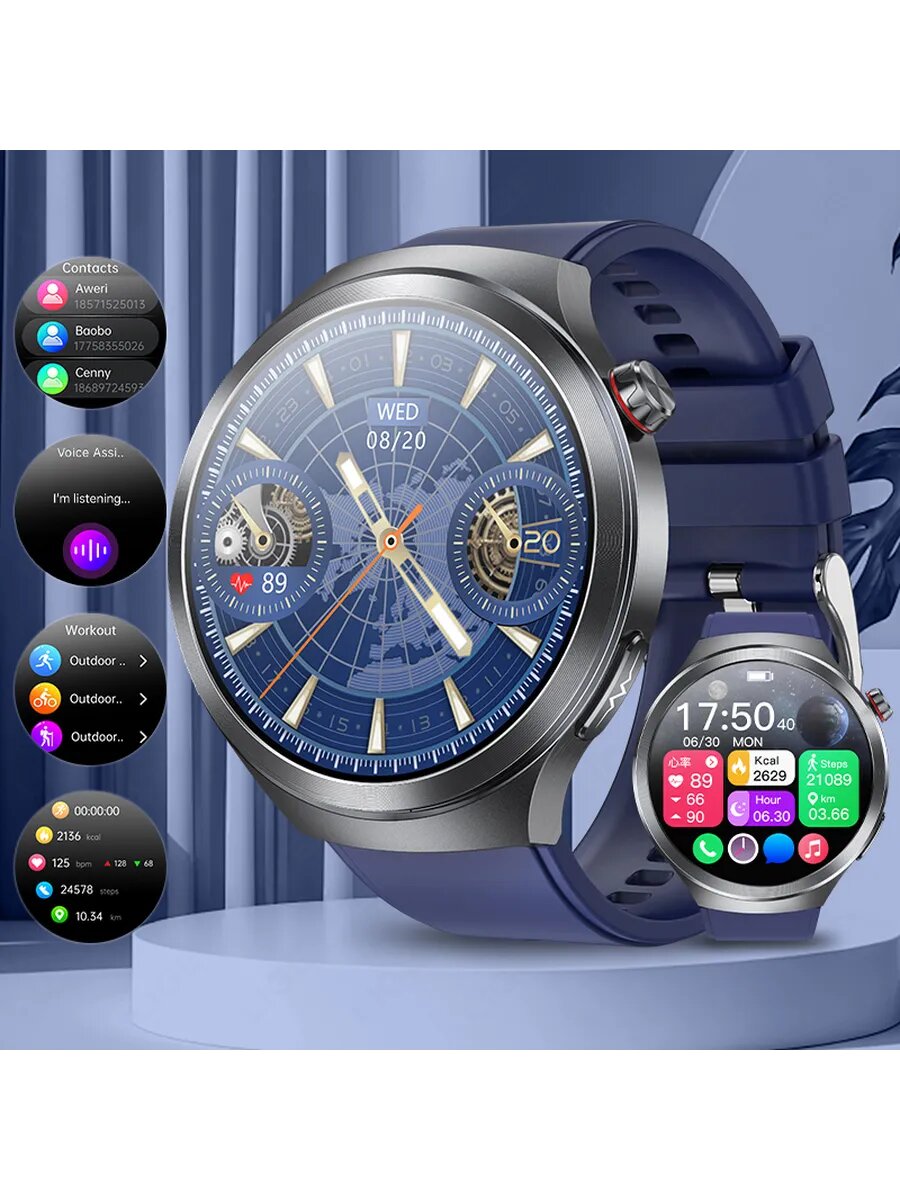 Смарт-часы с ЭКГ глюкометр АД мочевая кислота липиды PPG HRV