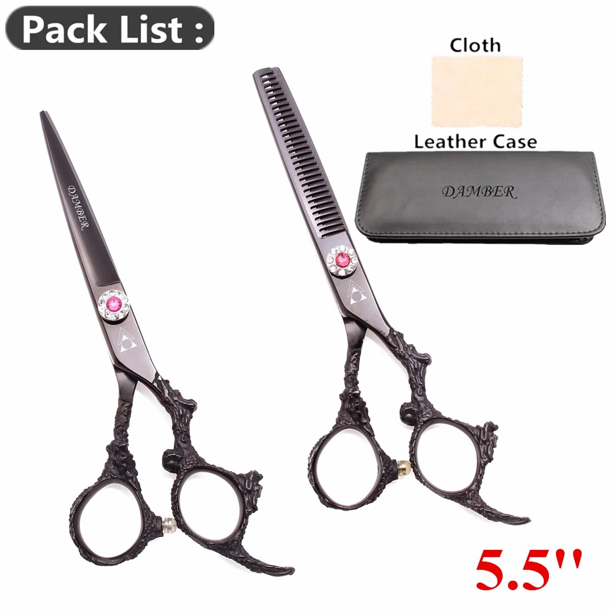 DAMBER Ножницы для волос 5.5" & 6.0", 440C 9005 Hei Dui 5.5B25