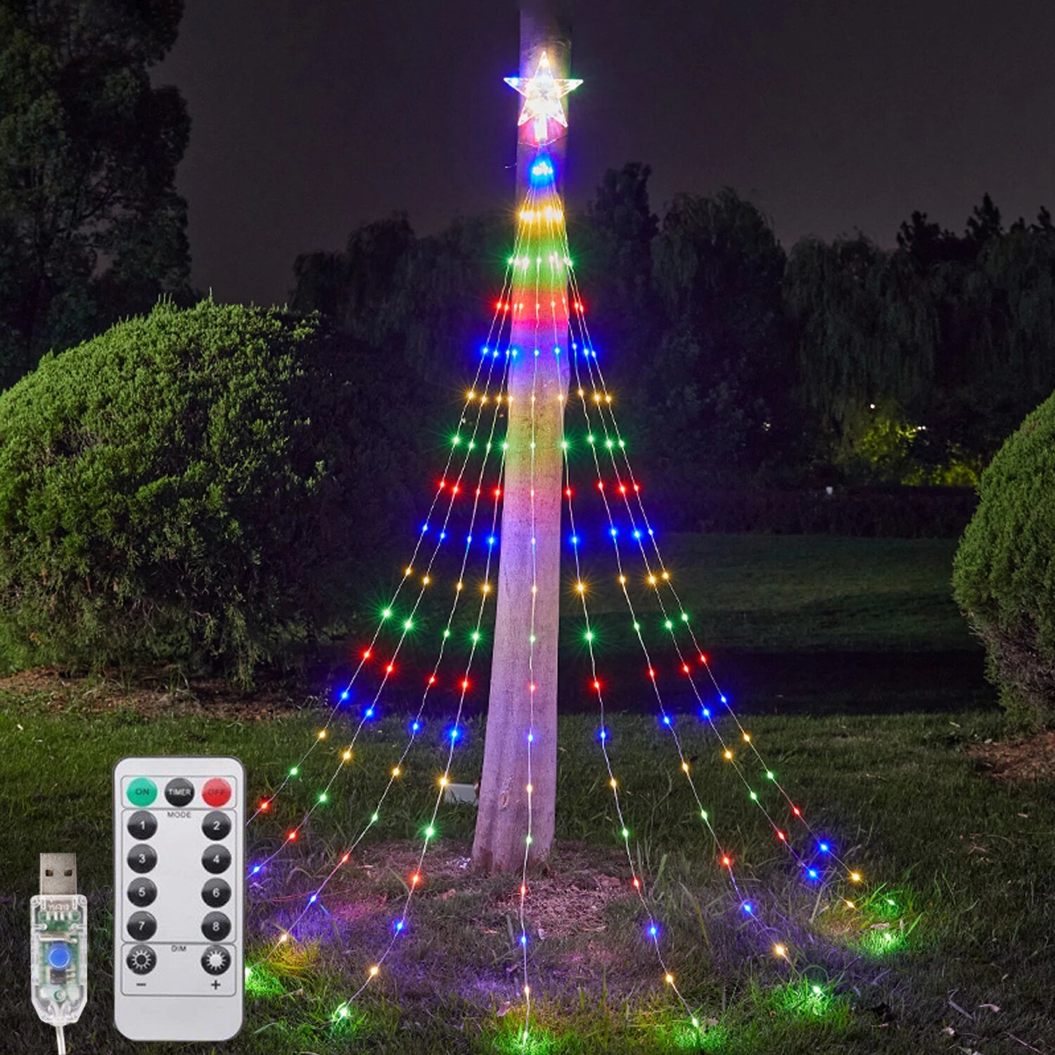 Светодиодный рождественский водопад, гирлянда, рождественская елка, украшение для дома и улицы, гирлянда, солнечная/USB лампа для садовой вечеринки, свадьбы