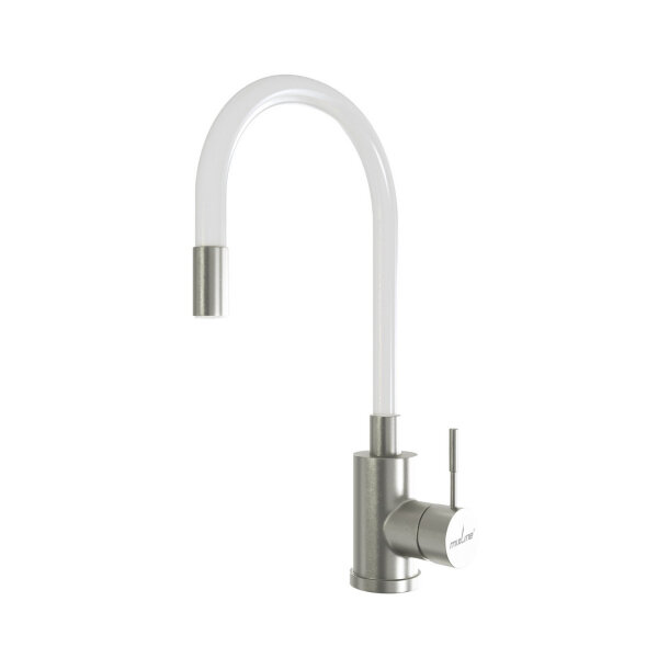 Смеситель для Кухни Ника 35K MIXLINE MLSS-0325 Белый Гибкий Силиконовый Излив.