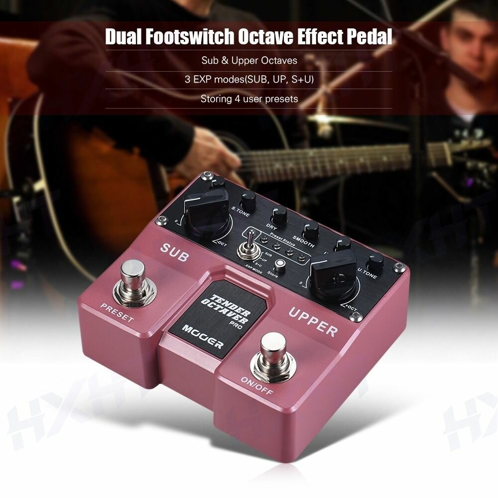 MOOER TENDER OCTAVER Pro Педаль эффекта октавера для гитары: нижние и верхние октавы, 4 пресета, двойные переключатели