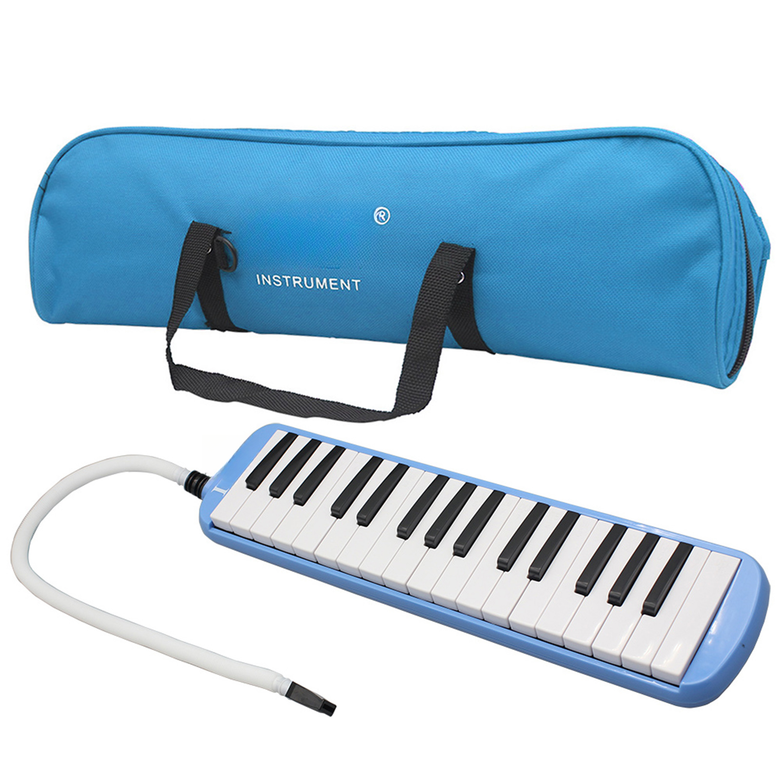 Музыкальный инструмент мелодика с 32 пианинообразными клавишами для начинающих и любителей музыки в подарок с сумкой для переноски, цвет синий/розовый (по выбору), материал пластик, размер 41*10*4.5см, вес 523г, комплектincludes 1 мелодика, 1 короткий