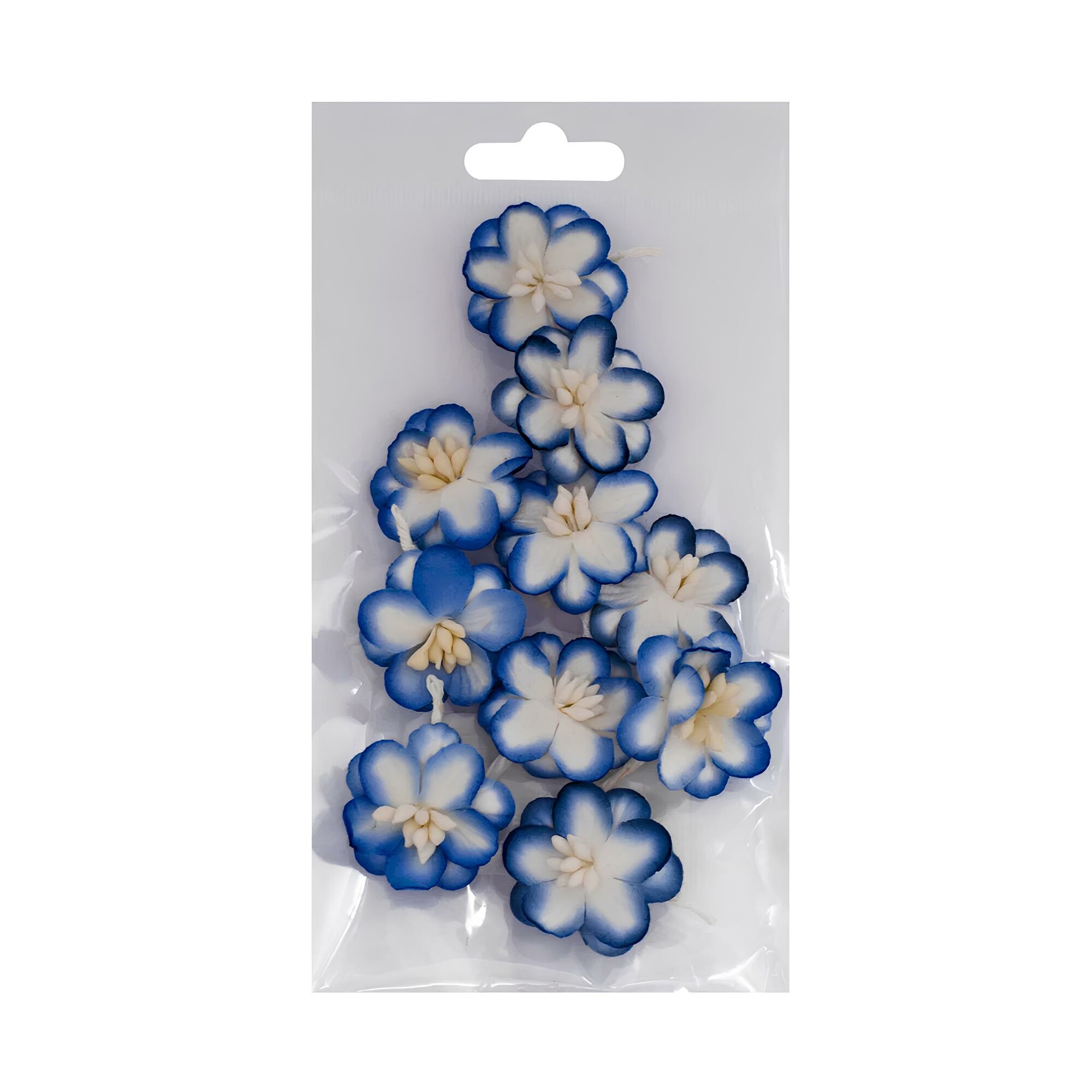 Набор декоративных элементов ScrapBerry's "Цветки вишни", бумага, цвет белый/синий, 10 штук