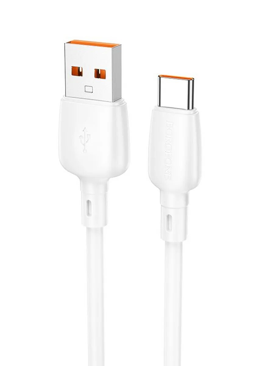 Кабель Borofone BX93 USB to Type-C, 100W, 6A, 1 метр, белый / провод с быстрой зарядкой для Android, iPhone с USB-C (15, 16, 17), ноутбуков