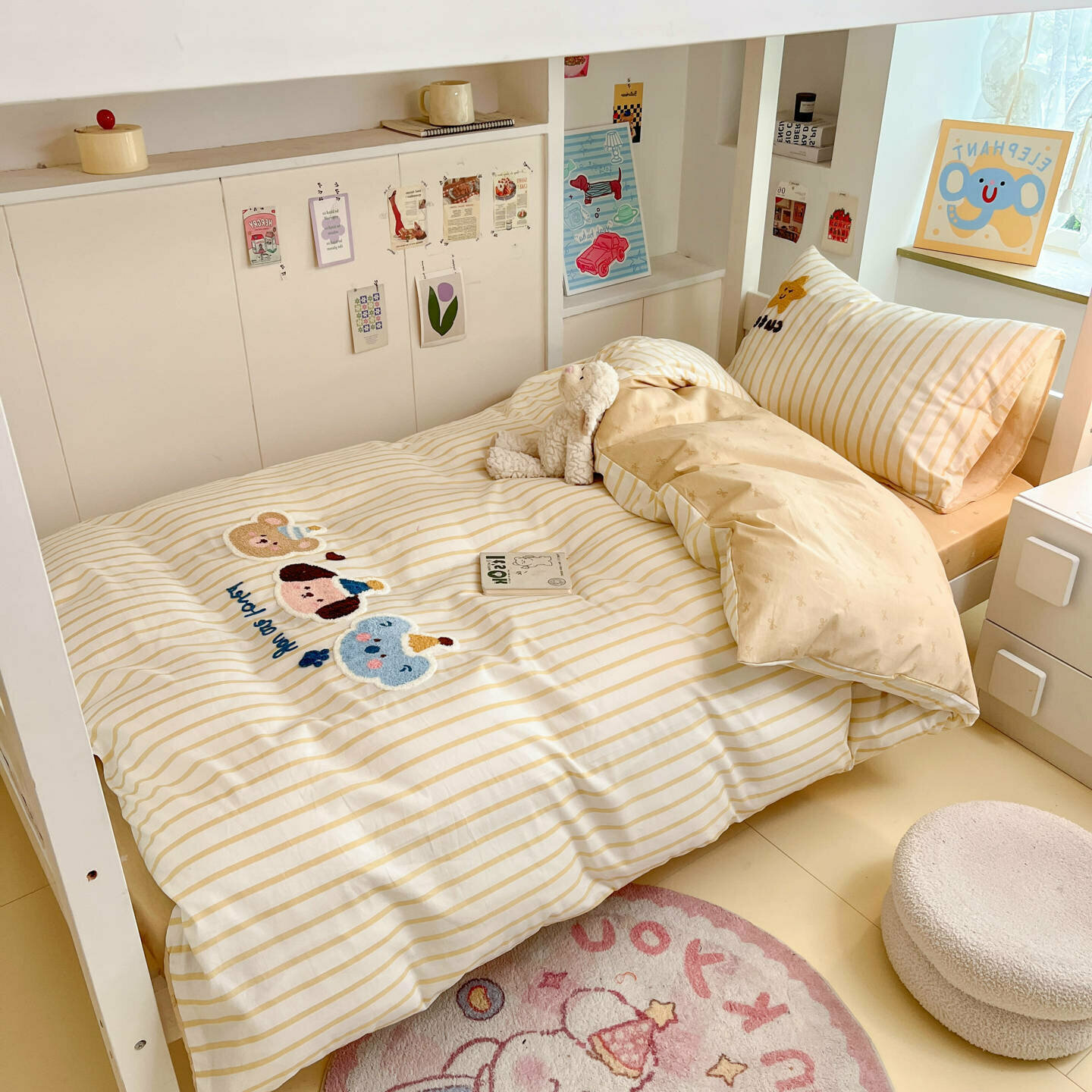 Набор из 3 предметов с вышивкой из хлопка для студентов 150×200 см 2025 модель Размерная спецификация：Комплект из