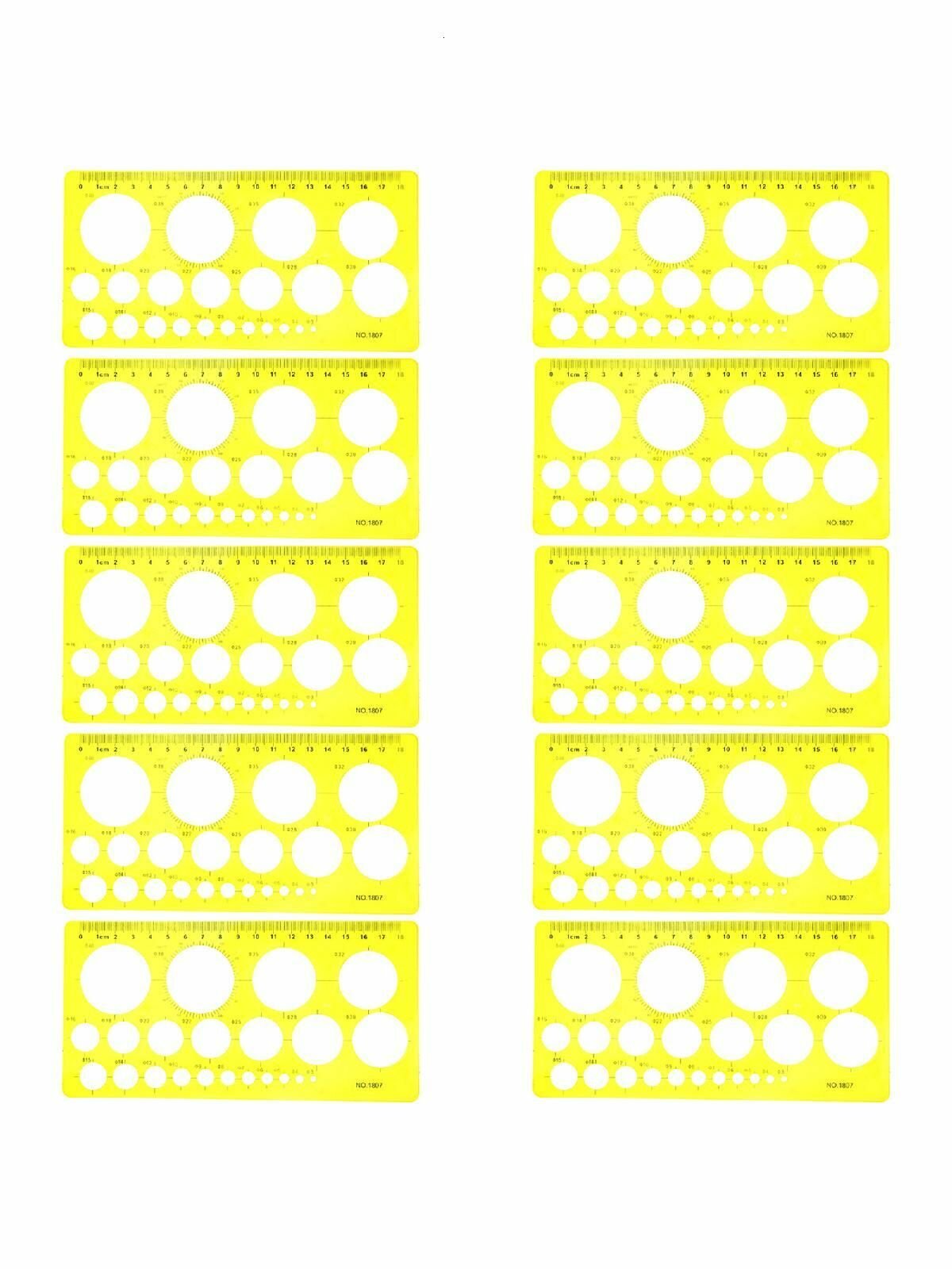 Круглая трафаретная линейка, 10 шт, Желтый
