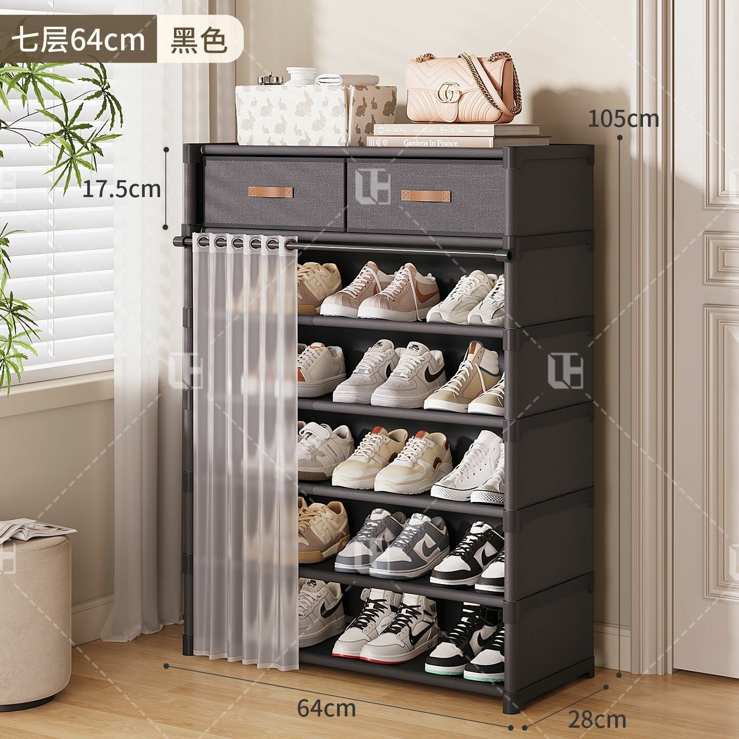 Простой обувной шкаф с ящиками, многослойная пылезащитная обувная полка, обувное хранилище для общежитий, простая напольная полка для арендных домов