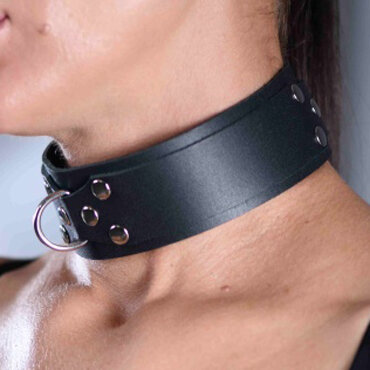 78206 BDSM Арсенал Sex Game Ошейник кожаный, черный. Из натурального материала