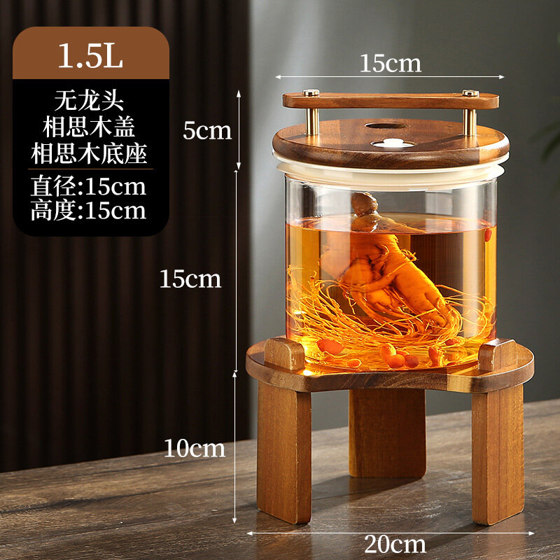 Новая стеклянная бутылка для вина с крышкой из акации, 5kg термостойких стеклянных бутылок с краном, силиконовая герметичная банка для хранения вина