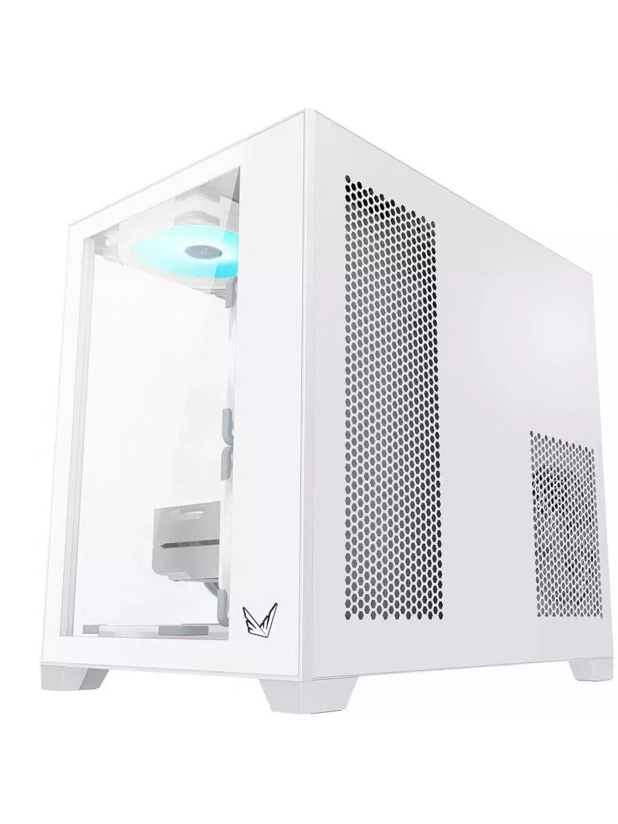 Корпус для компьютера Formula Crystal Z5 mATX, без БП, стекло, сталь, белый без вентиляторов