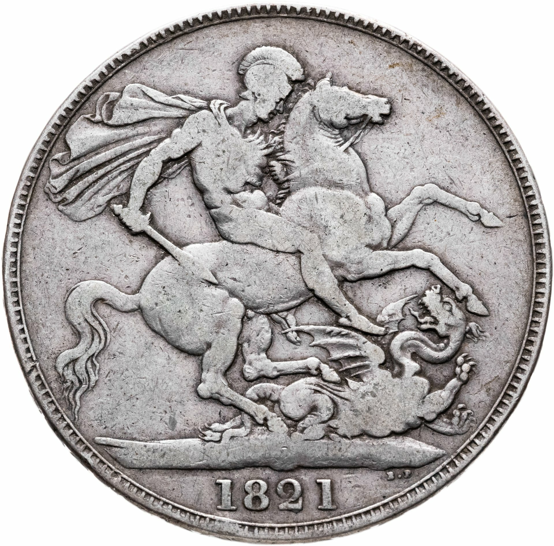Великобритания 1 крона crown 1821 Георг IV, Серебро 925, в сохранности VF