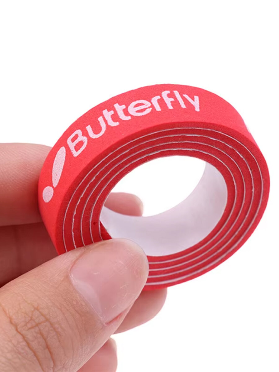 Торцевая лента для настольного тенниса толстая Butterfly Thick Foam, длина 45см, ширина 10мм, красная, 1шт