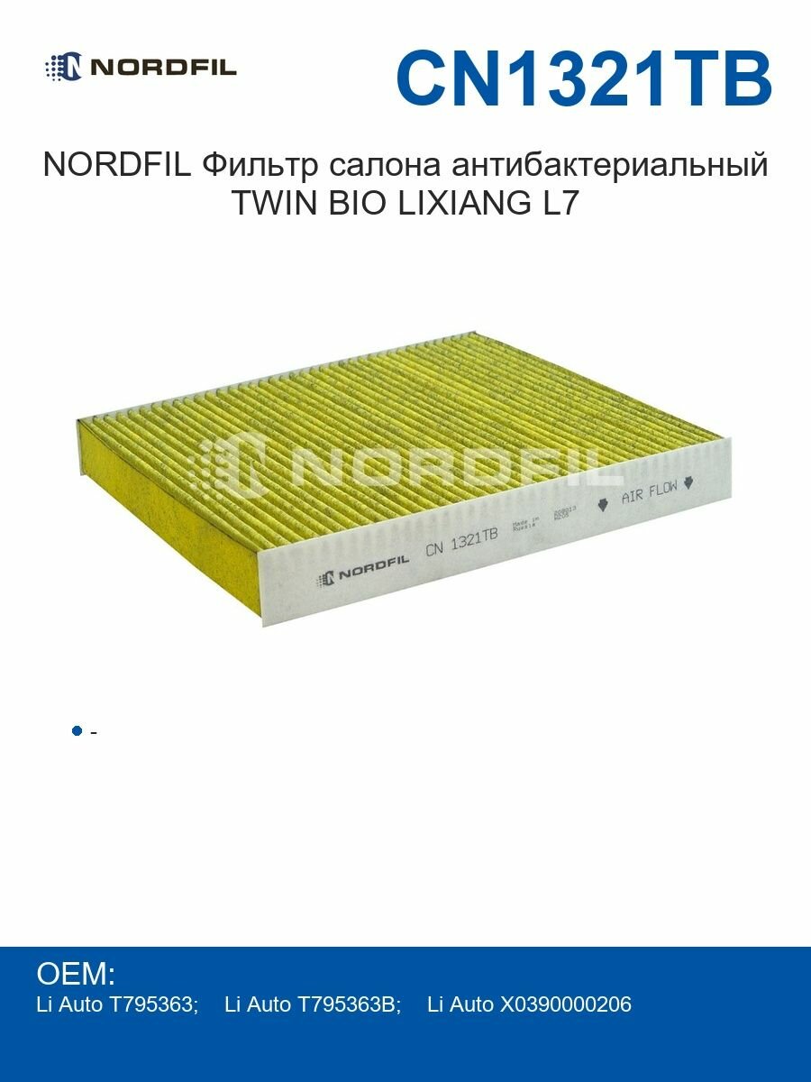 NORDFIL Фильтр салона антибактериальный TWIN BIO LIXIANG L7