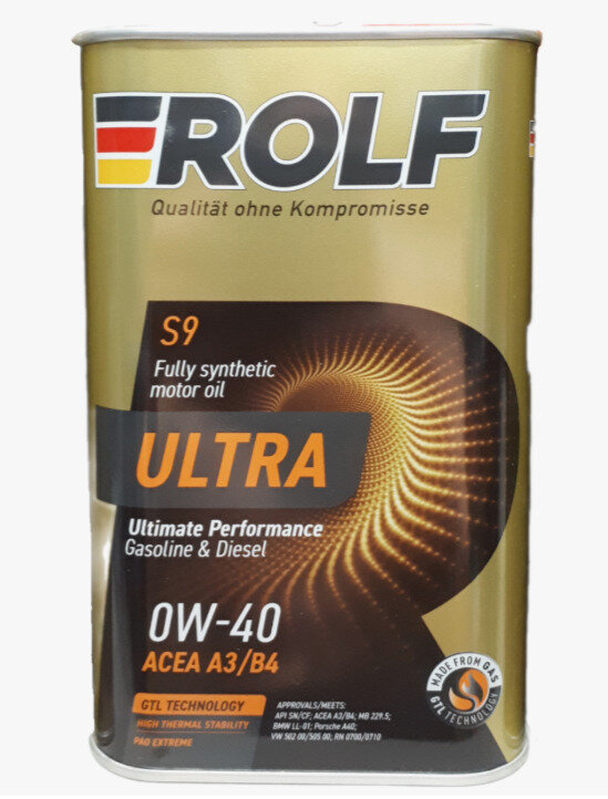 Масло моторное ROLF ULTRA A3/B4 SN/CF 0W40, синтетика, 4 литр ULTRA A3/B4 SN/CF 4л 322948