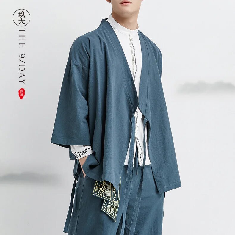 Большой размер 4XL 5XL, японское кимоно, кардиган, брюки, китайский стиль, хлопок и лен, хаори юката, уличная одежда, традиционный костюм самурая