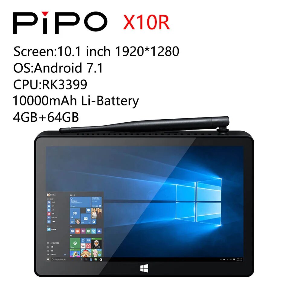 Мини-ПК Pipo X10 Pro/X10R 10.1", Intel Celeron, Win10/Android 7.1/Linux, 4G/6G RAM 64G ROM EU Charger, X10R Android 7.1