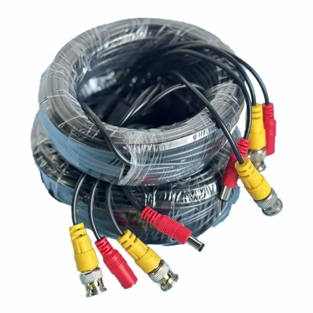 Кабель 2-в-1 BNC для видеонаблюдения, коаксиальный, для питания AHD-камер, 5-30 м, с разъемом BNC+DC. Кабель для DVR-системы.