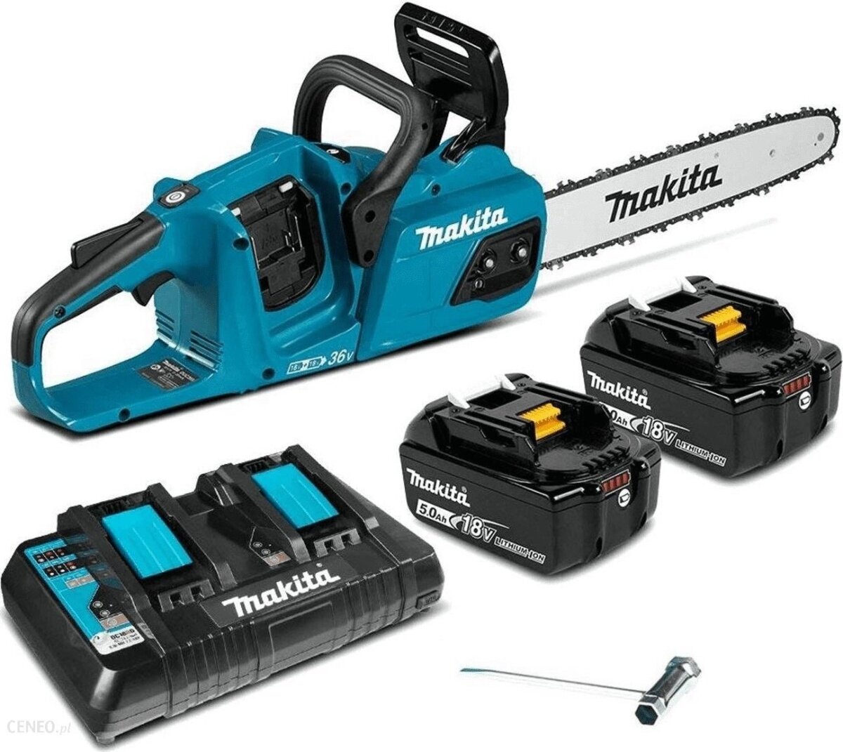 Пила цепная аккумуляторная 35см 36В Li-Ion, 2х5Ач и з/у, Makita DUC355PT2
