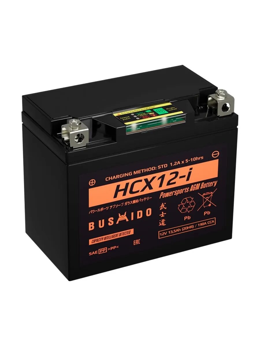 Аккумулятор BUSHIDO HCX12-i 12V 13.5Ач 150х87х130 прям. пол.