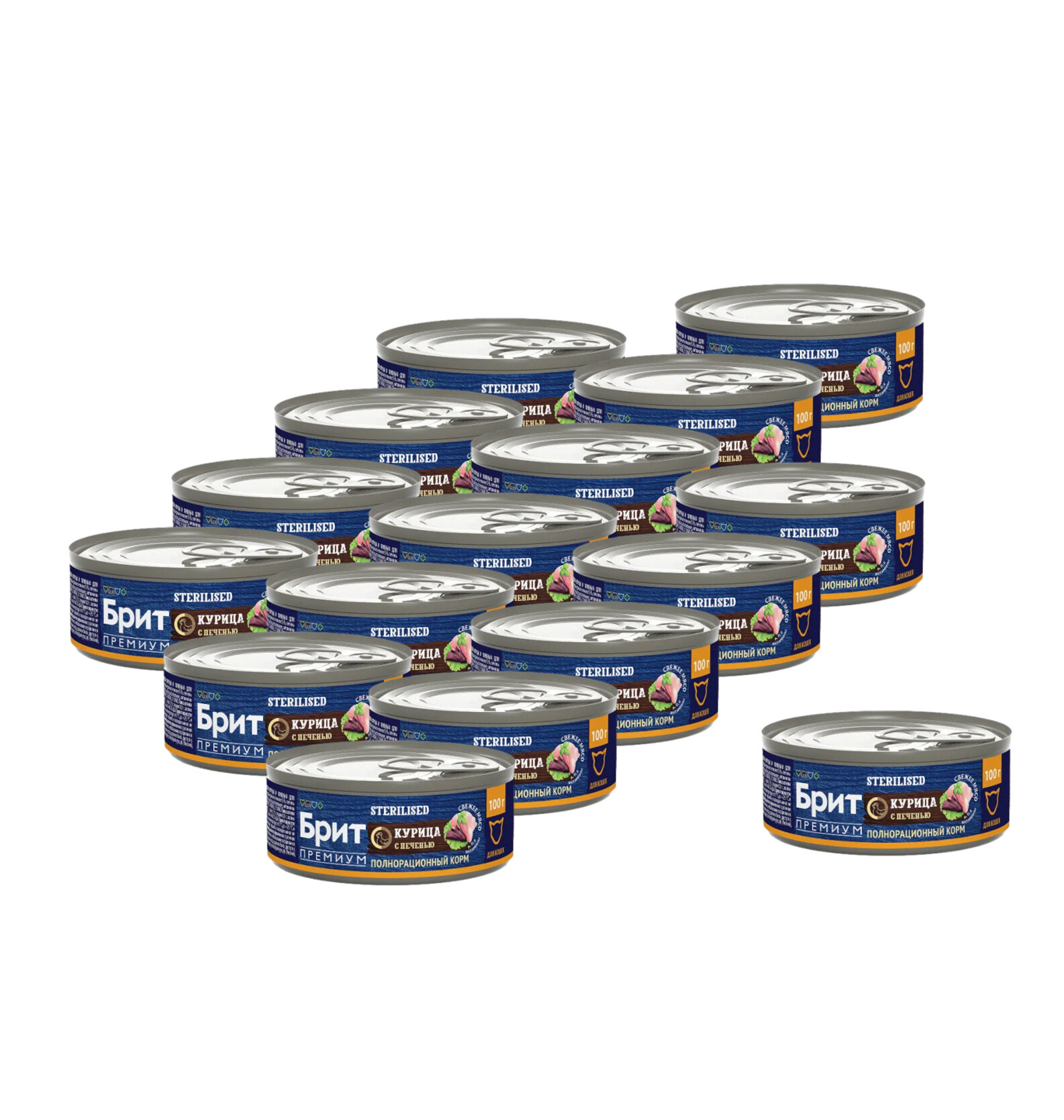 BRIT PREMIUM BY NATURE, Консервы с мясом курицы и печенью для стерилизованных кошек, 100г x 16 шт.
