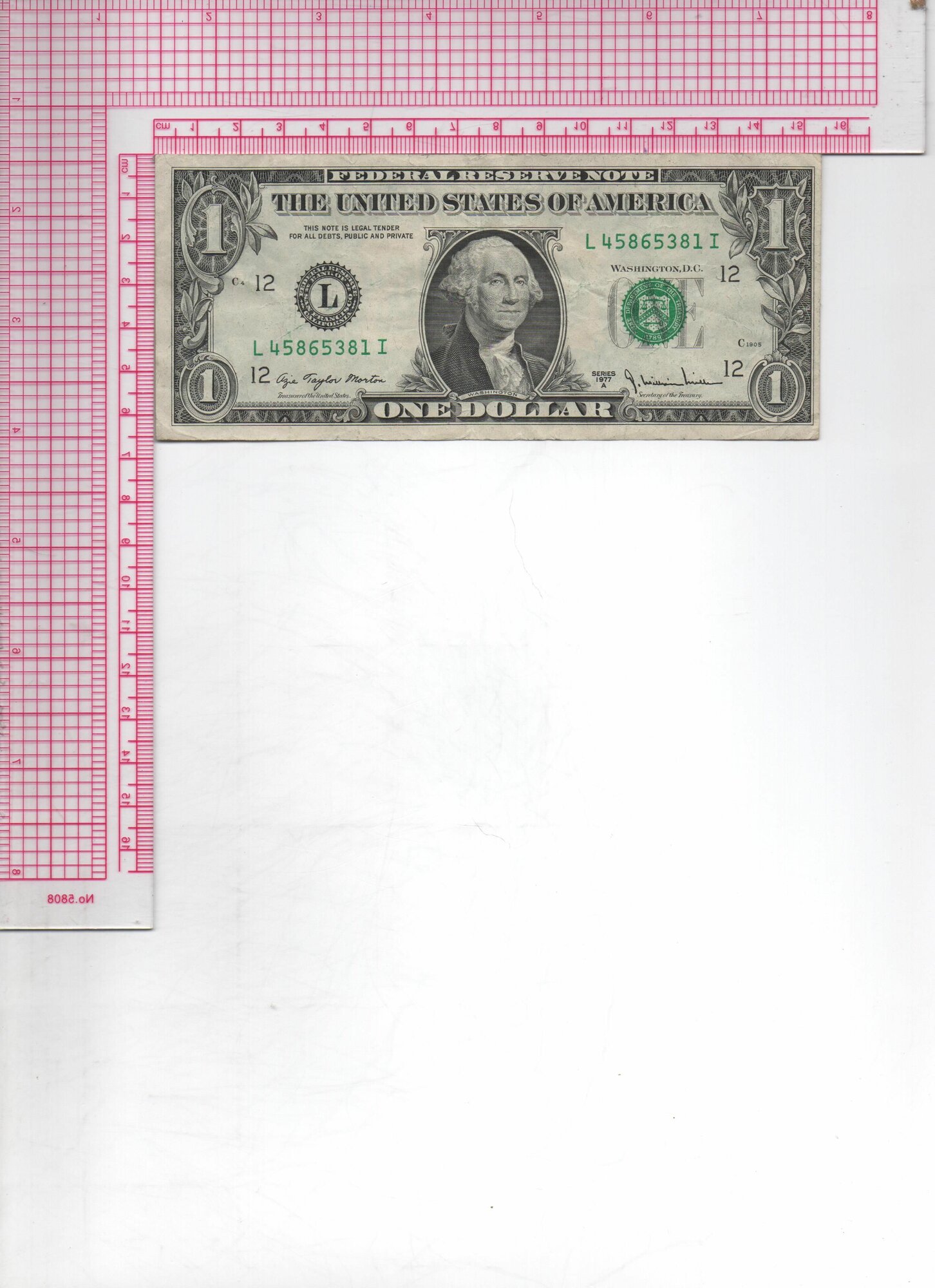 Купюра Банкнота 1 доллар США 1977 год . Оригинал